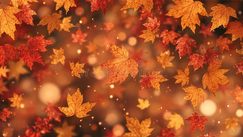 Falling Autumn Leaves Create a Colorful and Magical Scene Stock ...