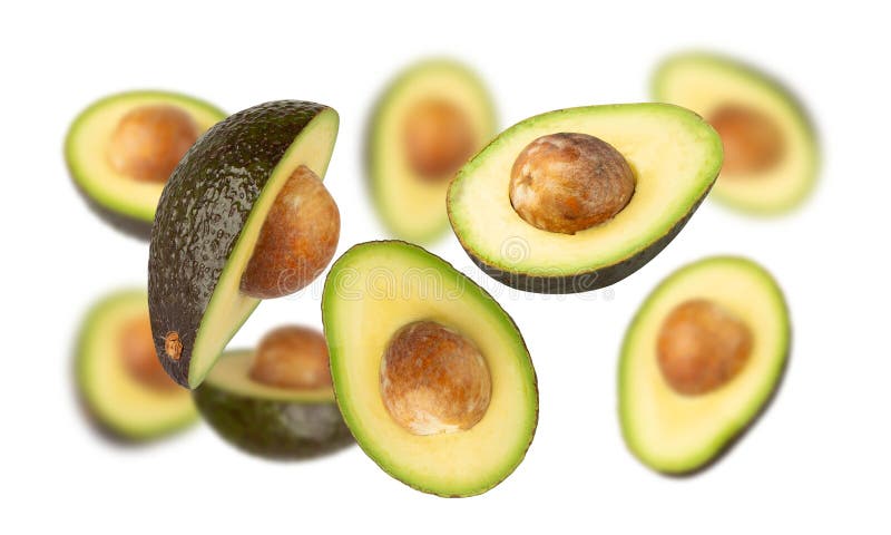 Falling Avocado Isolated on White Background with Clipping Path, Full ...