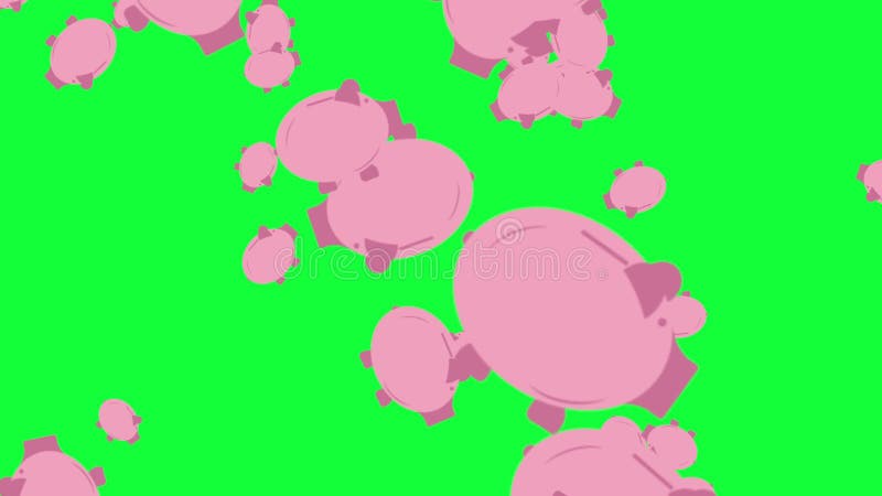 Falling Pig Bank Group Animation Green Screen Chroma Key Stock Footage ...