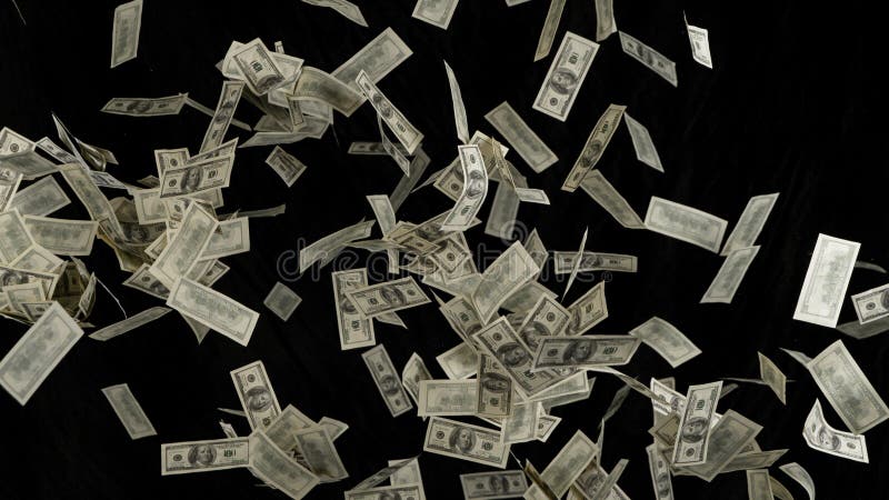 Falling Banknotes Dollars on Black Background Stock Photo - Image of ...