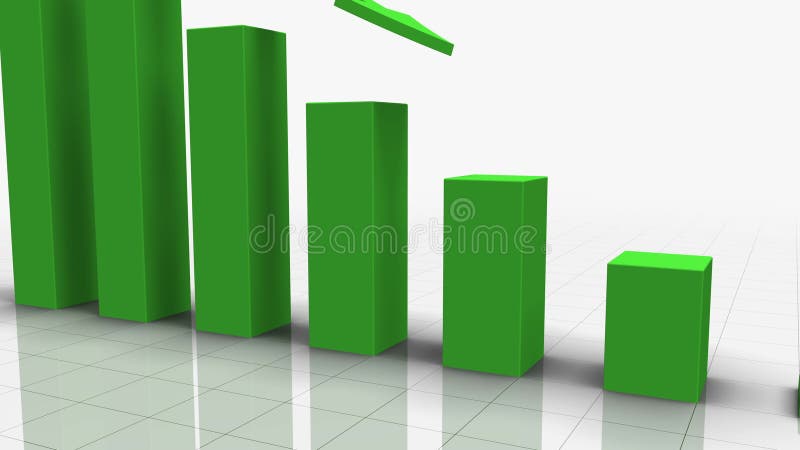 Falling Bar Graph in GREEN with Arrow Stock Footage - Video of ...