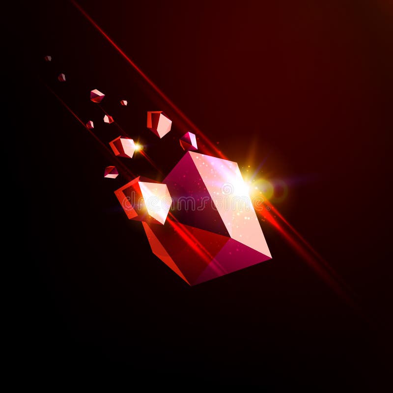 Falling Beauty Stone, Ruby, Space Debris, Red Collapsing Asteroid ...