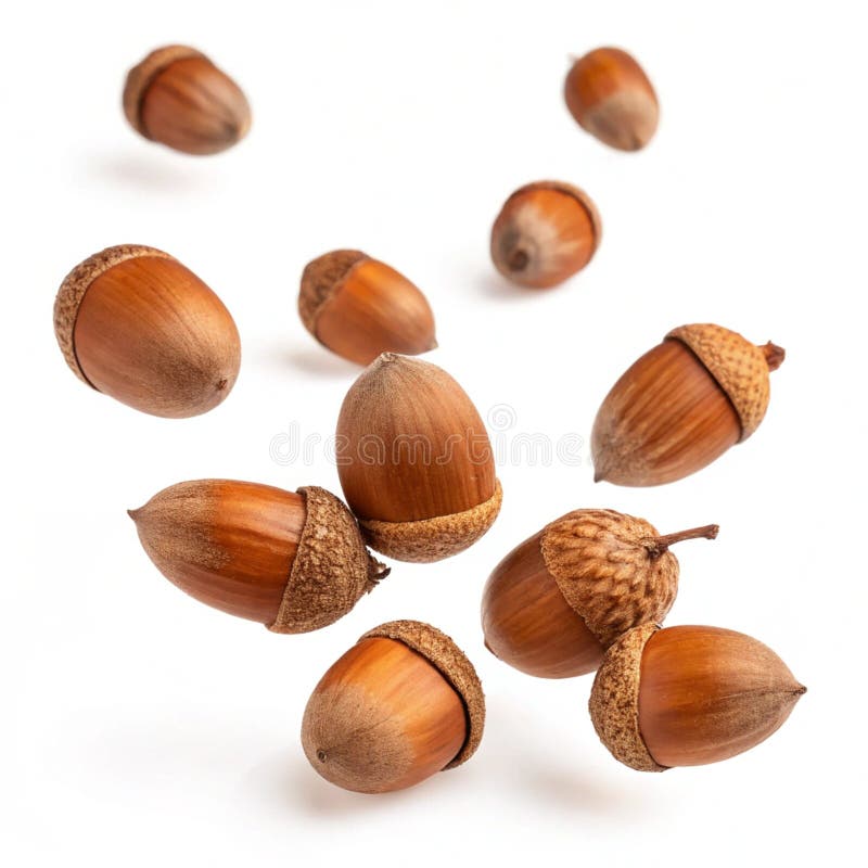 Falling Beech Nuts Isolated on White Background Stock Illustration ...