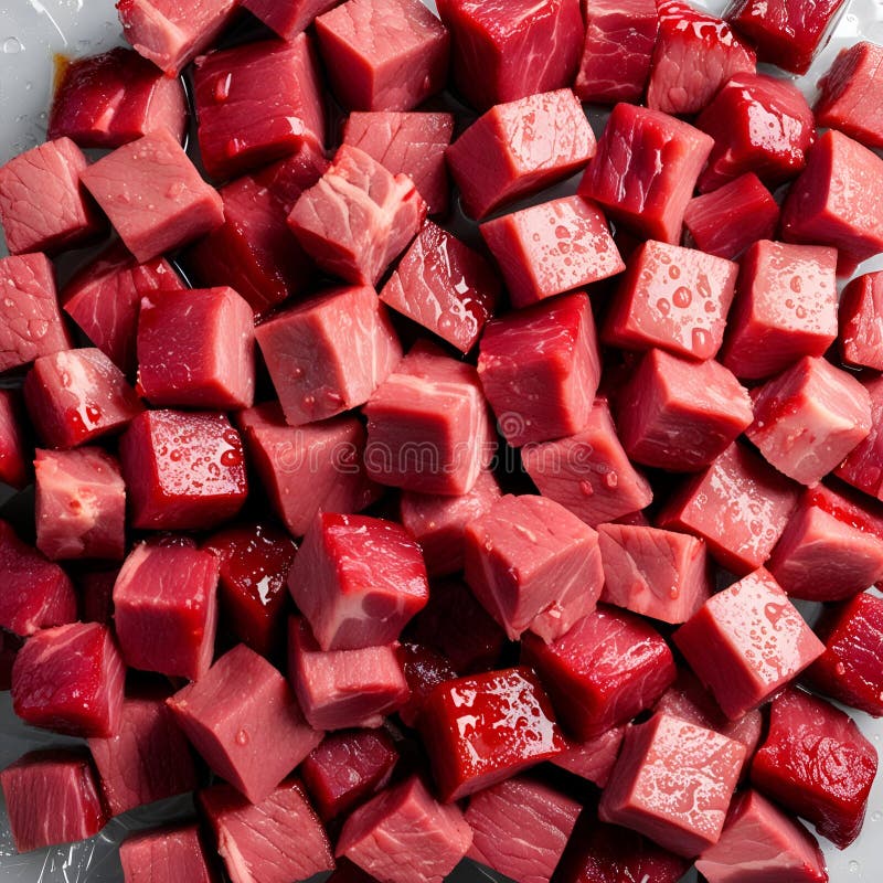 Beef Cubes Isolated on White Background Stock Illustration ...