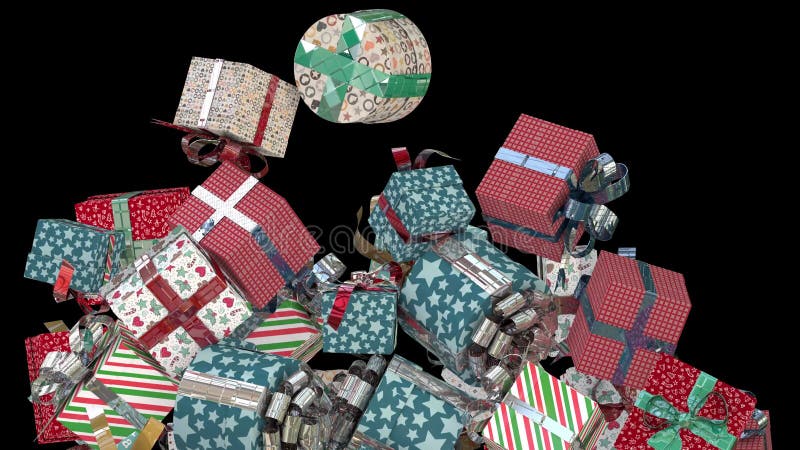 Falling Big Colored Christmas Presents Gift Box Transition Stock Video ...