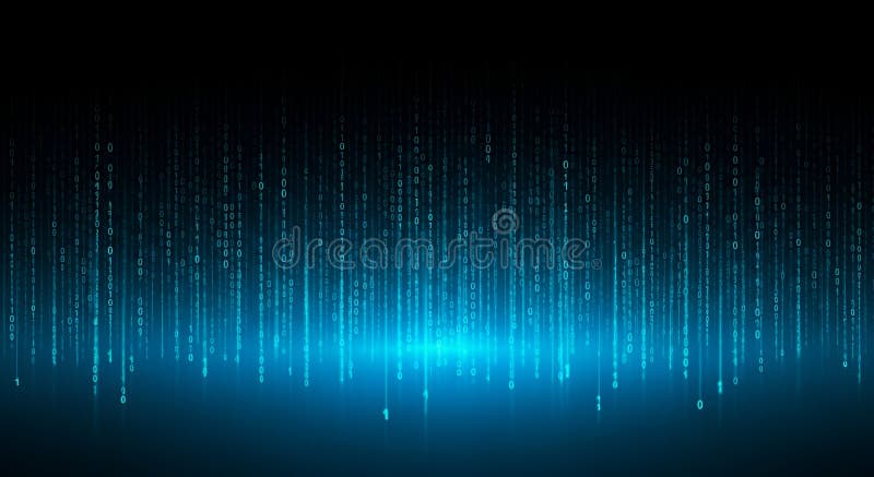 Falling Binary Code Stream with Blue Glow Data Technology Stock Illustration - Illustration of ...