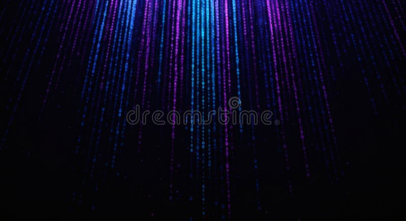 Falling Binary Code Streams in Blue and Purple Colors on Black Stock ...
