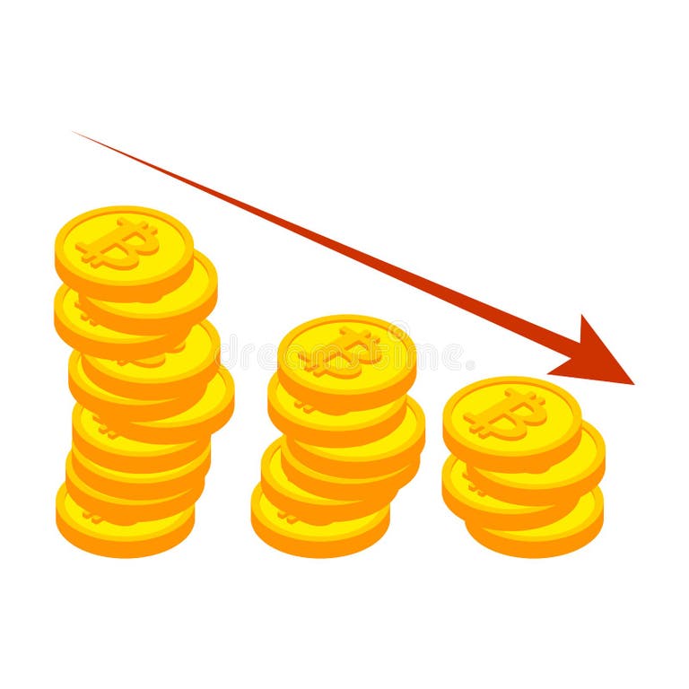 Falling Bitcoin Graph. Decrease in Cryptocurrency Stock Vector - Illustration of gold, business ...