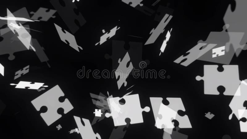 Falling Black and White Puzzle Pieces, Jigsaw Tiles Falling 4k ...