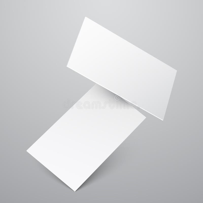 Falling Blank White Business Cards Vector Template Stock Vector ...