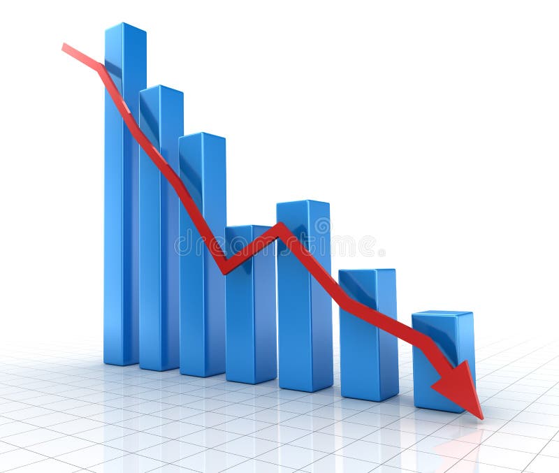 Falling Blue Chart with Down Red Arrow Stock Illustration ...