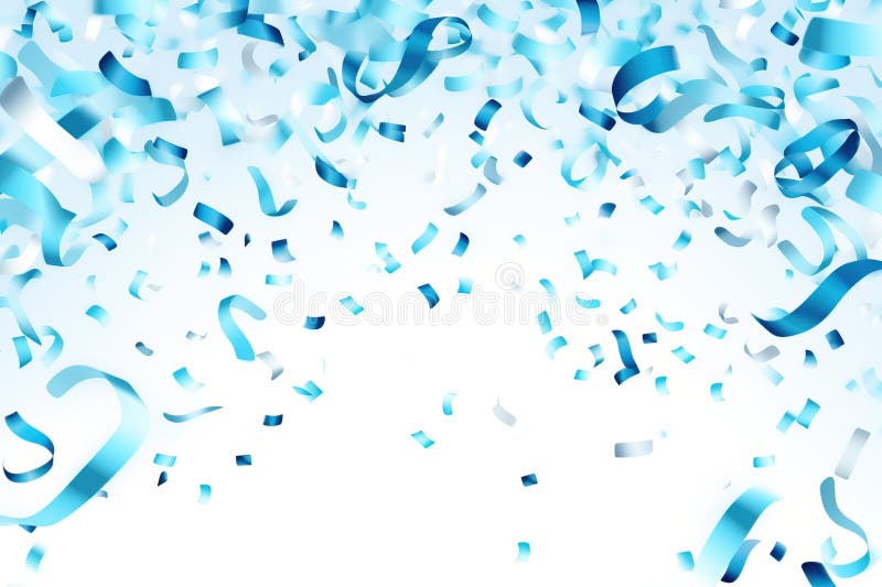 Falling Blue Confetti and Streamers Seamless Pattern on White ...