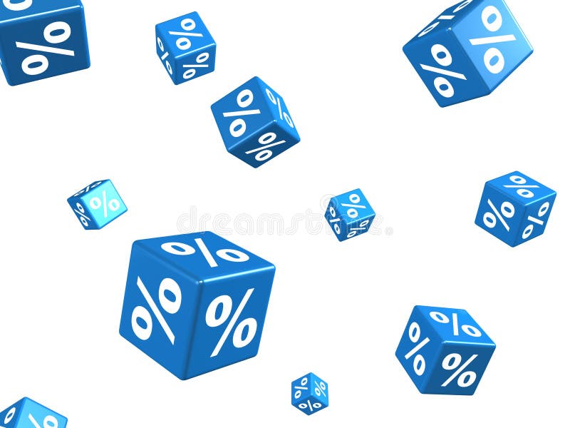 Falling Blue Cubes with Percent Signs on White Stock Illustration ...
