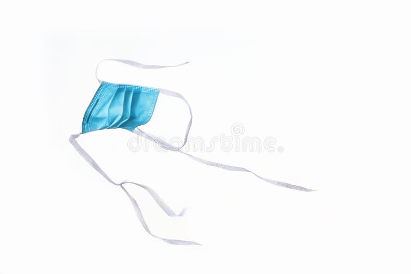 Falling Blue Face Mask with White Background and Protecting Mask from ...