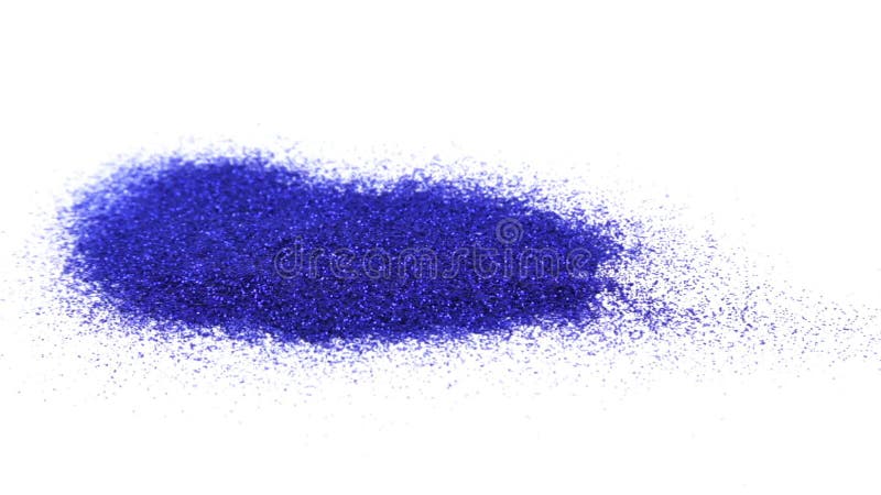 Falling Blue Glitter Dust. Blue Sparkles Fall To a Pile on a White ...