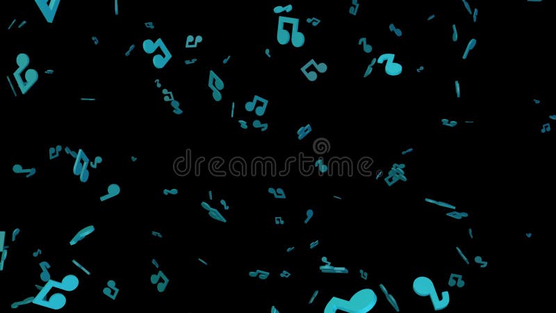 Falling Blue Musical Notes on Black Background. Stock Video - Video of ...
