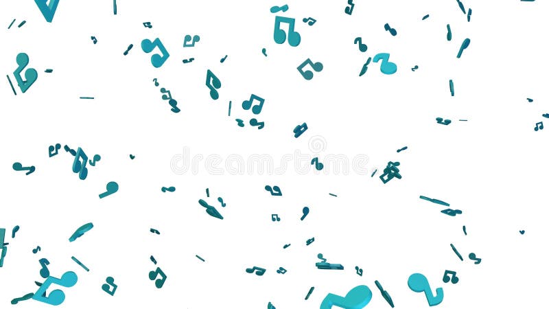 Falling Blue Musical Notes on White Background. Stock Footage - Video ...