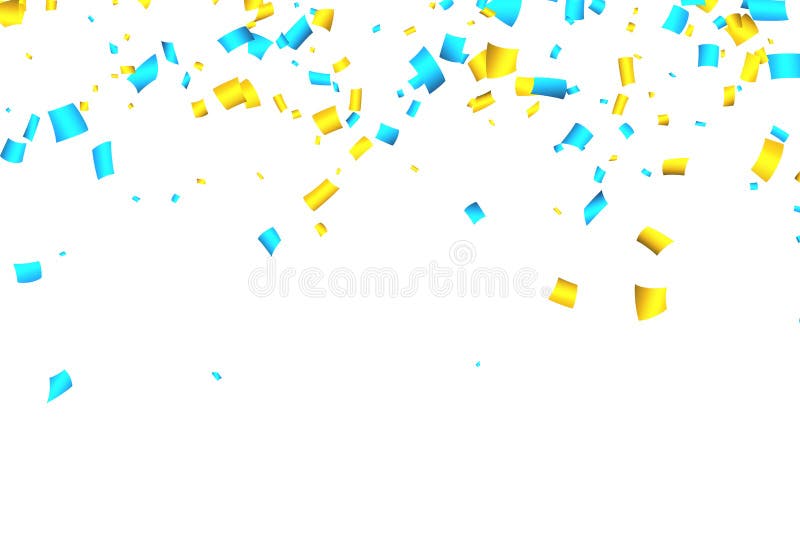 Falling Blue and Yellow Cut Out Ribbon Confetti Background with Space ...