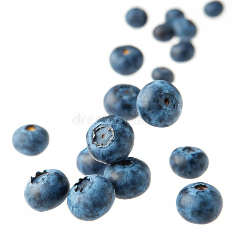 A Falling of Blueberries Isolated on Transparent Background Stock ...