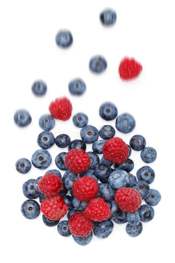 Blueberry And Raspberry Berries Isolated On White Background Stock ...
