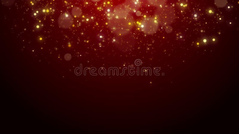 Falling Blur Gold Particles on Red Background. Lights Shine Effect ...