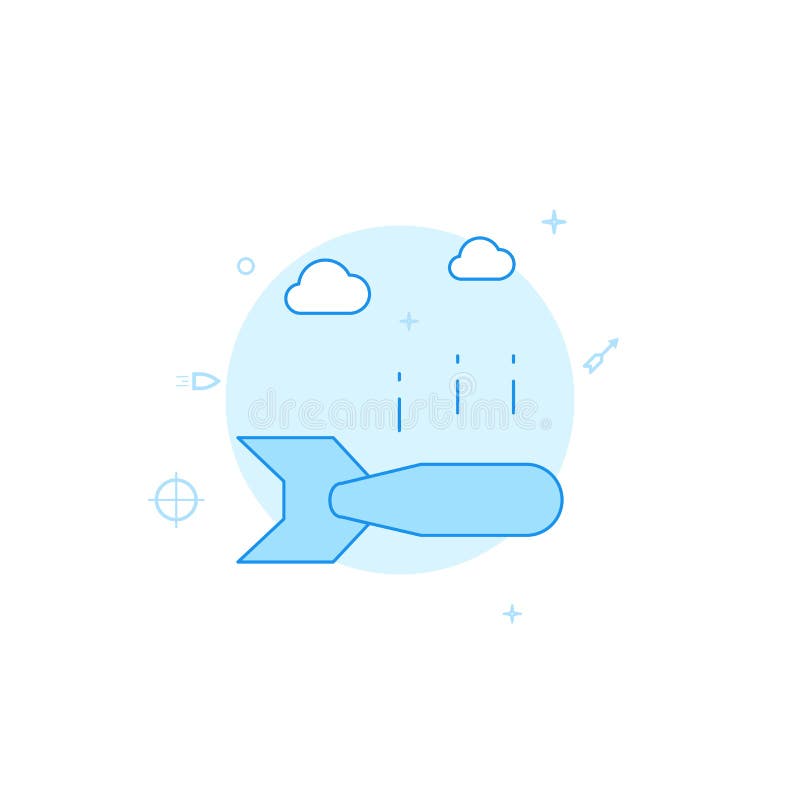 Falling Bomb Vector Gradient Line Icon, Illustration on a Dark Blue ...