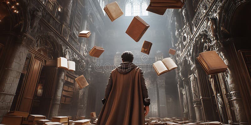Falling Books Epic Fantasy Art Background Wallpaper Stock Illustration ...