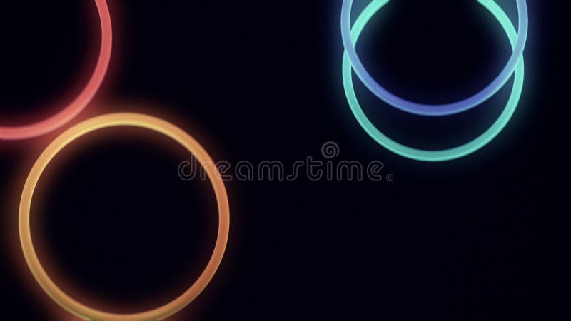 Falling, Bouncing Neon Rings in Slow Motion Loop Stock Footage - Video ...