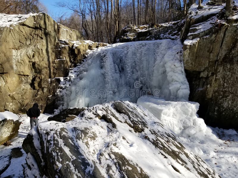 Falling Branch Frozen Water Fall Stock Image - Image of frozen, water ...