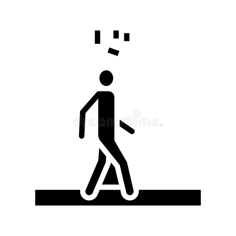 Falling Brick Man Head Glyph Icon Vector Illustration Stock ...