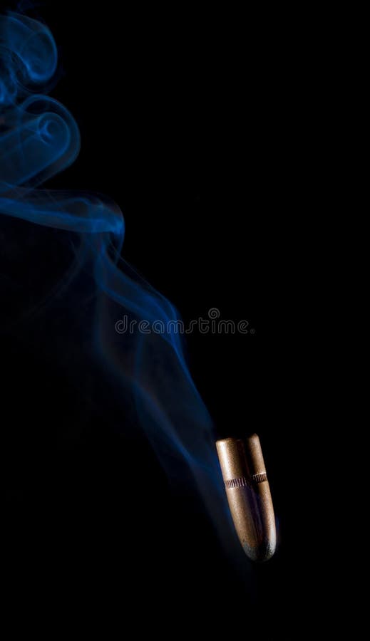 Falling bullet with smoke stock photo. Image of copper - 95295678