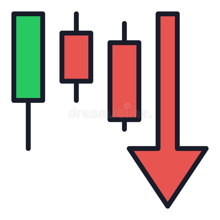 Falling Candlestick Chart Vector Colored Icon or Sign Stock Vector ...