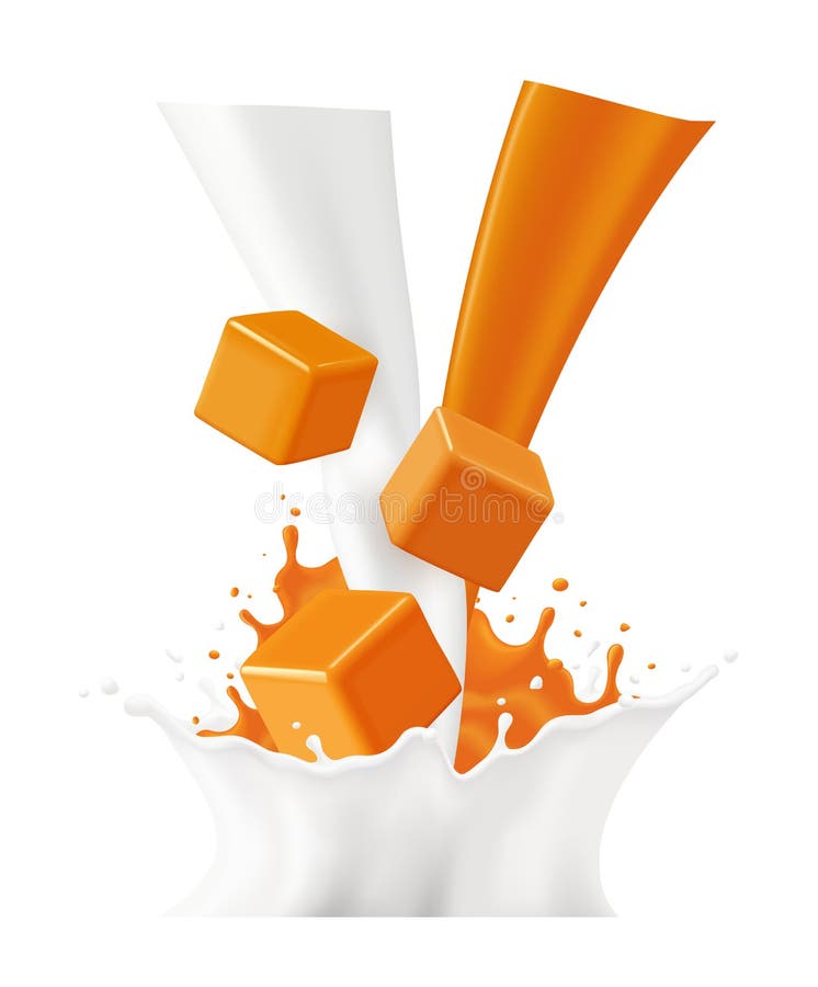 Falling Caramel Milk Composition Stock Vector - Illustration of flowing ...