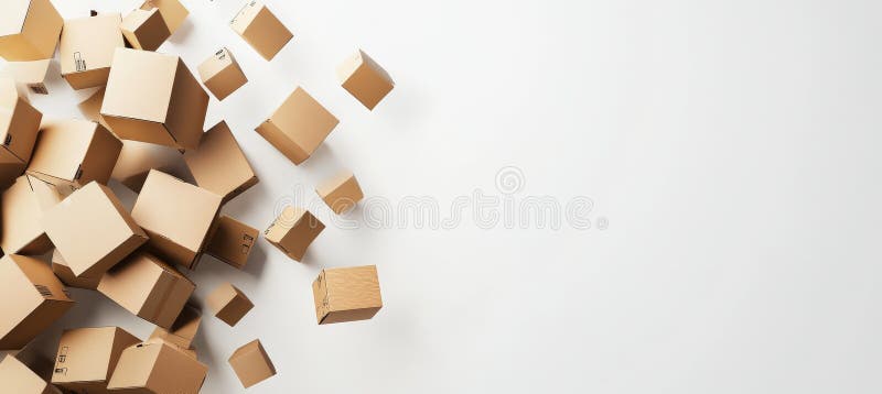 Falling Cardboard Boxes in Motion on White Background Stock ...