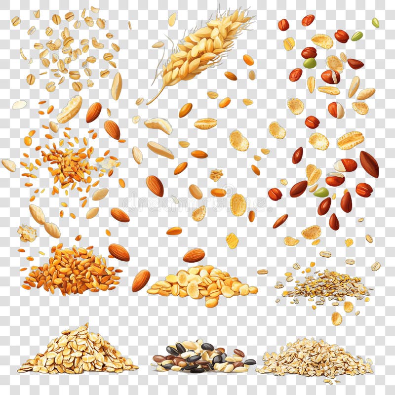 Falling Cereals in the Mid Air Illustration Stock Image - Illustration ...