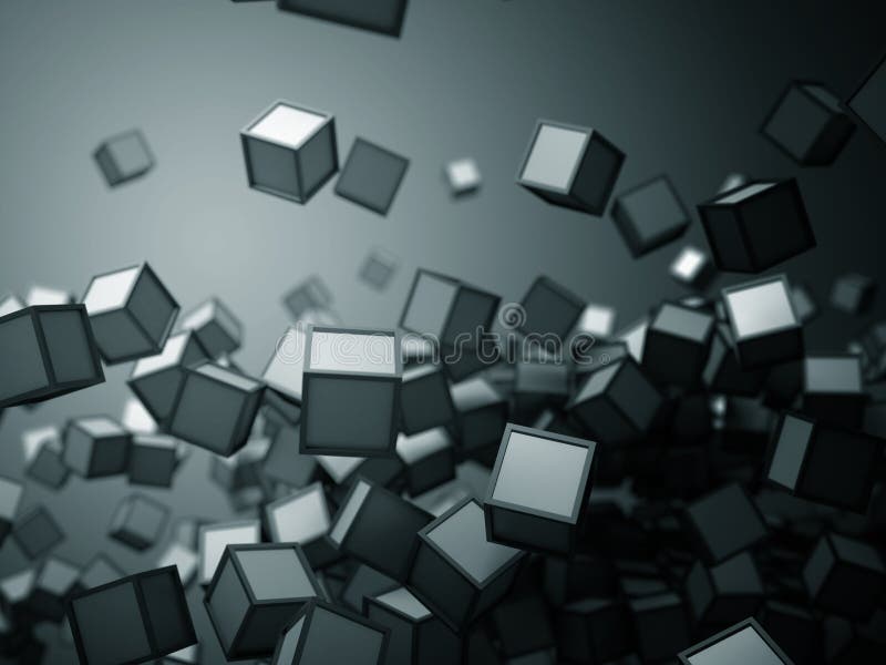 Falling Chaotic Cubes Objects Abstract Blue Futuristic Background Stock ...