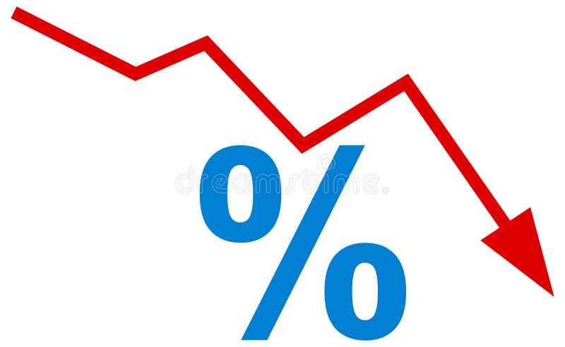 Falling Chart Arrow with Percent Icon, Falling Interest Rates Stock ...