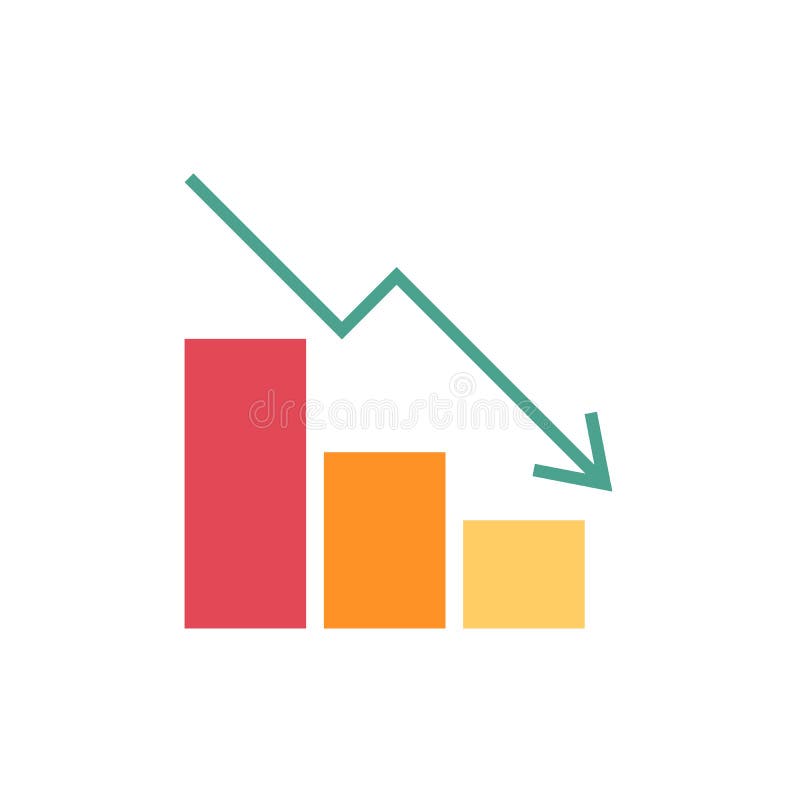 Falling chart flat icon stock vector. Illustration of icon - 117428714