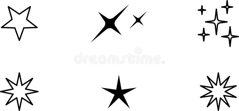 Sparkle Star Icons Set. Simple Star Burst Symbol Stock Illustration ...