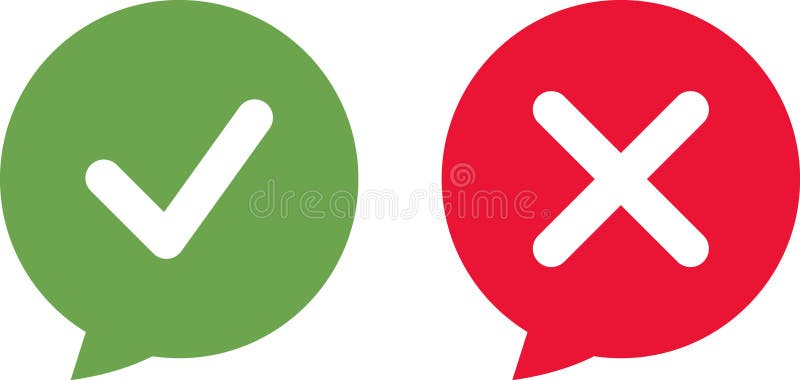 Checkmark Icon. Green Tick and Red Cross Checkmarks. Yes or No Symbol ...