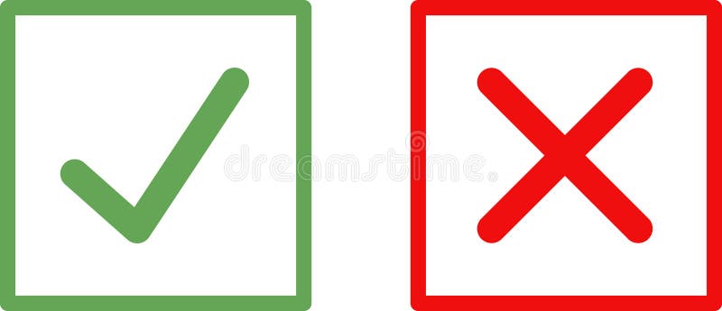 Checkmark Icon. Green Tick and Red Cross Checkmarks. Yes or No Symbol ...