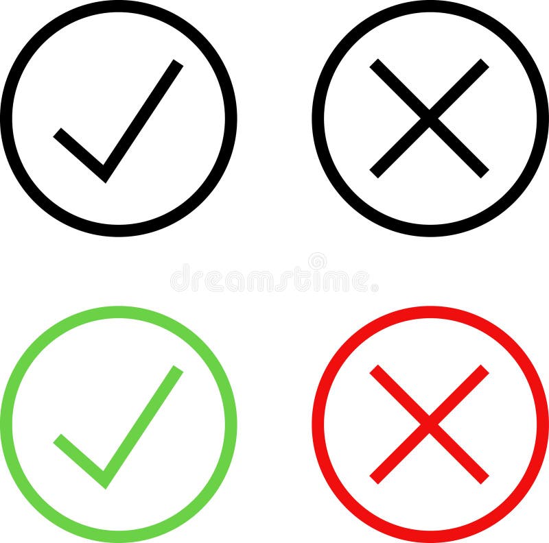 Checkmark Icon. Green Tick and Red Cross Checkmarks. Yes or No Symbol ...