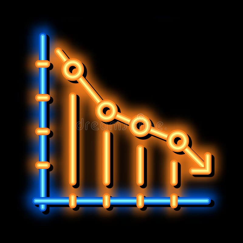 Falling Chart Neon Glow Icon Illustration Stock Vector - Illustration ...