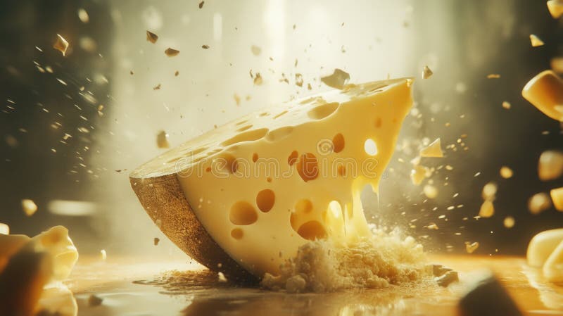 Falling Cheese Slice stock image. Image of time, spill - 381673029