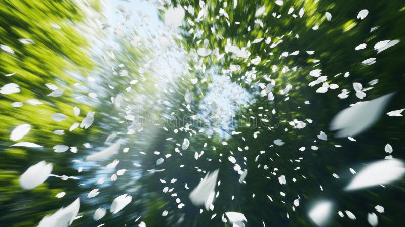 Falling Cherry Blossom Petals Creating a Whimsical Springtime Scene ...