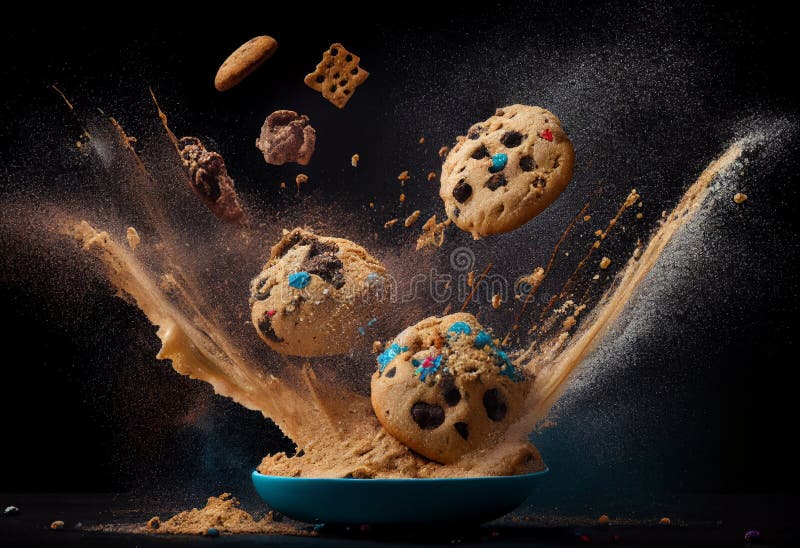 Falling Chocolate Chip Cookies. Stock Illustration - Illustration of ...