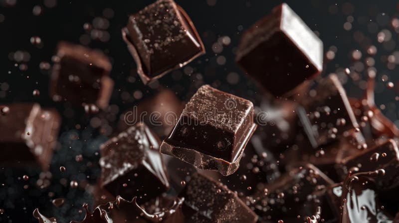 Falling Chocolate Cubes stock image. Image of indulgence - 374233489
