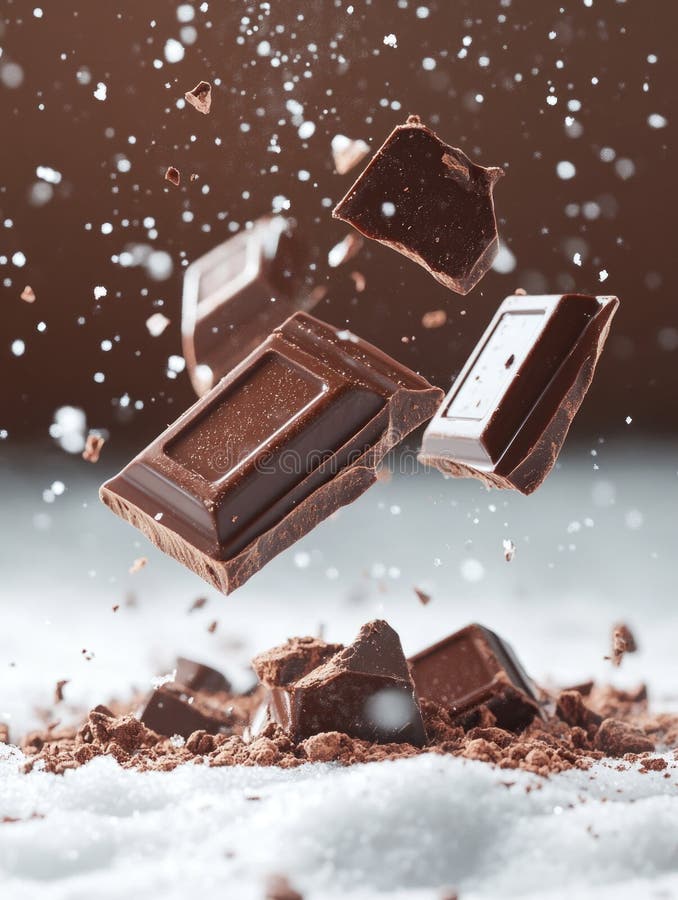 Falling Chocolate Pieces stock image. Image of falling - 381759307