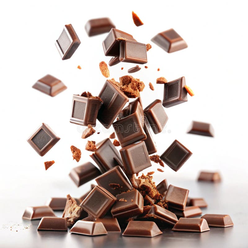 Falling Chocolate Pieces Isolated Stock Illustration - Illustration of ...