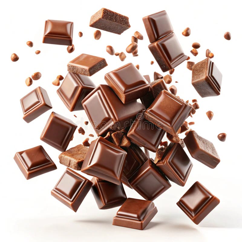 Falling chocolate pieces stock illustration. Illustration of pieces ...